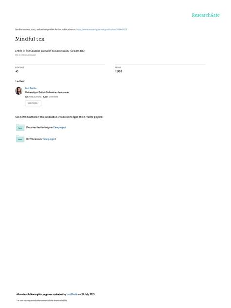 Brot To 2013 Mindful Sex 3409 Pdf Mindfulness Sexual Arousal