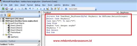 Vba Excel Textbox Harus Angka Pada Userform Excel Mtss Baitul