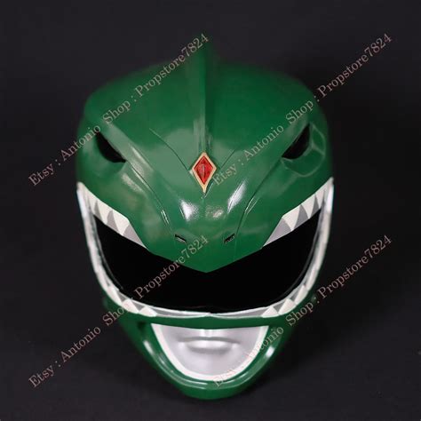 Green Ranger Helmet Cosplay Mmpr Halloween Costume Etsy