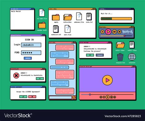 Cartoon Color Retro Browser Computer Window Vector Image