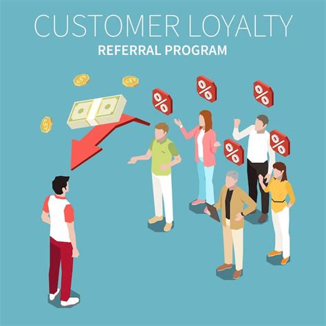 Free Vector Customer Loyalty Bonus Reward Programs Colored Isometric Composition With Referral
