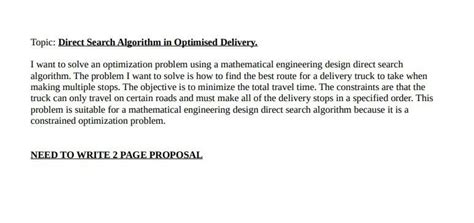 Solved Topic Direct Search Algorithm In Optimised Delivery