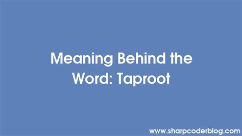 Meaning Behind The Word Taproot Sharp Coder Blog