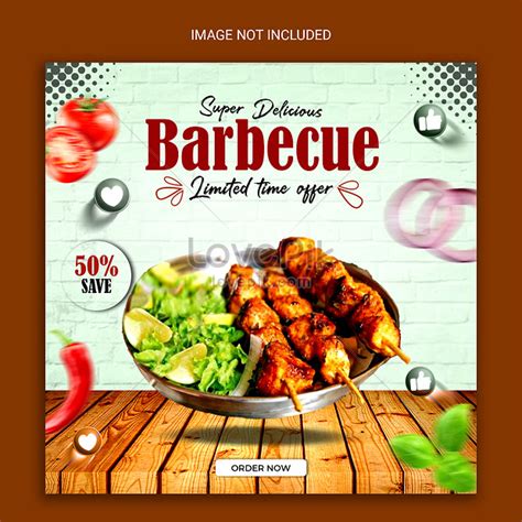 Bbq 소셜 미디어 게시물 템플릿 디자인 이미지 Hd 음식 배너 우편 설계 배경 사진 무료 다운로드 Lovepik