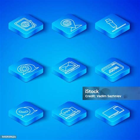 말풍선 채팅 노트북 봉투 채팅 메시지 알림 노트북 웹 사이트 템플릿 연필 지우개 음성 메일 및 전자 메일 및 모니터 아이콘으로 회선 전화를 설정합니다 벡터 3차원 형태에