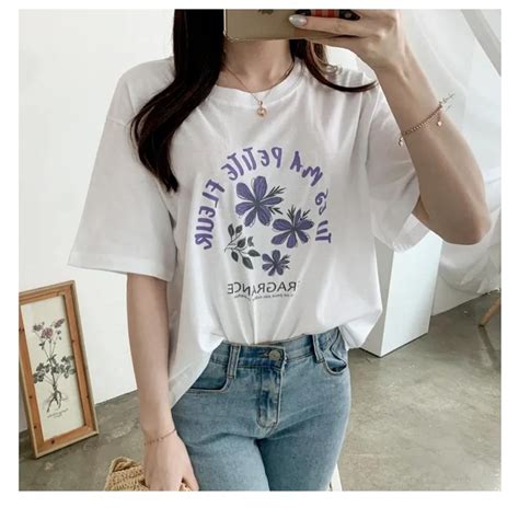 플라워 플로럴 프린팅 라운드넥 반팔티셔츠 루즈핏 빅사 세컨웨어