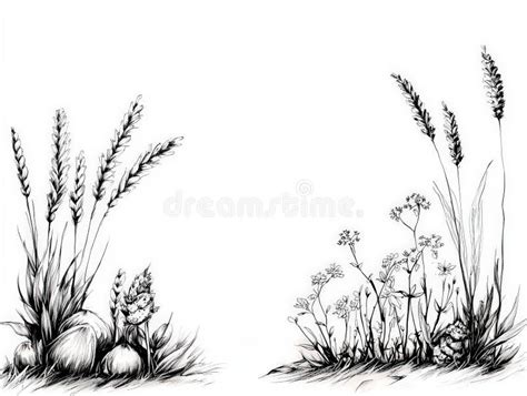 Plant Sketch A Detailed Representation Of Various Plants Emphasizing Their Beauty And Detail