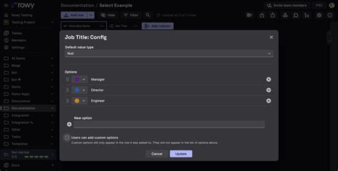 single select rowy docs