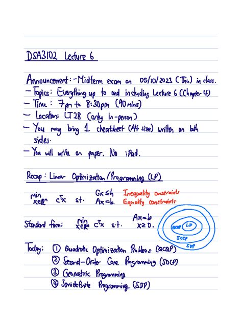 Lecture 6 Dsa3102 Lecture 6 Announcement Exam On Thu In Class Topics Everything Up To And