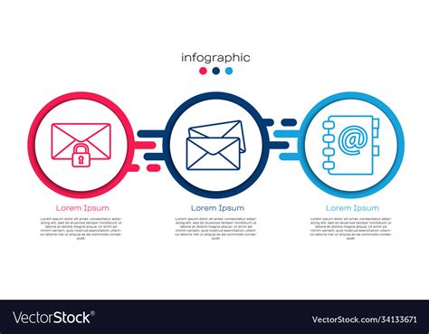 Set Line Mail Message Lock Password Envelope Vector Image