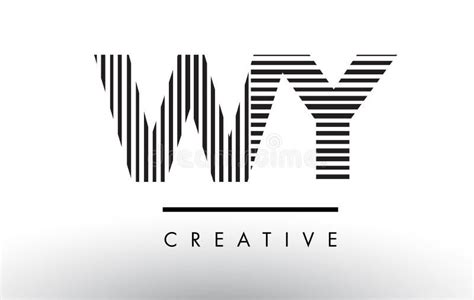 Wy W Y Black And White Lines Letter Logo Design Stock Vector