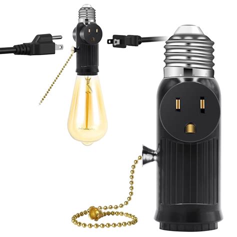 ABORNI Light Bulb Socket Adapter With Pull Chain Prong Light Socket To Plug Adapter