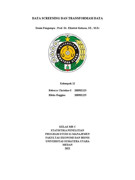 Kelompok 12 Data Screening Dan Transformasi Data Revisi Pdf