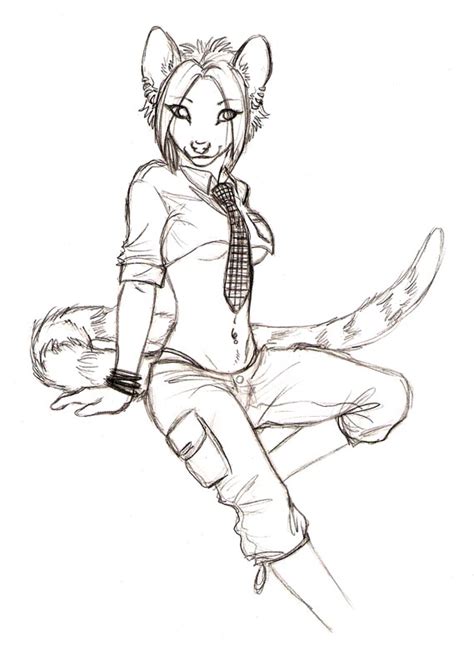 Rule 34 Anthro Female Furry Genet Jade Midriff Monochrome Solo Speed