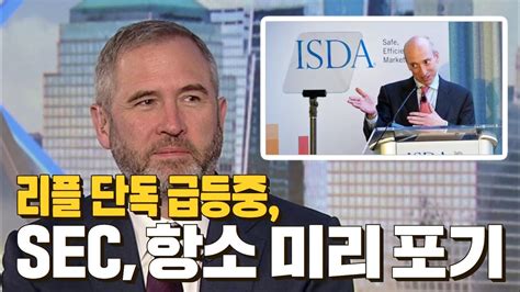 리플 비트코인 이더리움 리플 단독 급등중 Sec 항소 미리 포기” Youtube