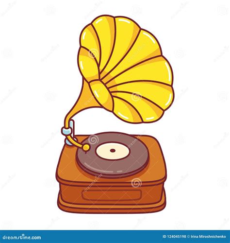 Cartoon Gramophone Drawing Stock Vector Illustration Of Hand 124045198