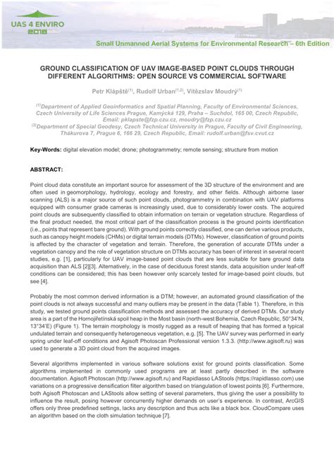 Pdf Ground Classification Of Uav Image Based Point Clouds Through Different Algorithms Open