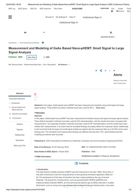 Pdf Measurement And Modeling Of Gaas Based Nano Phemt Small Signal To Large Signal Analysis