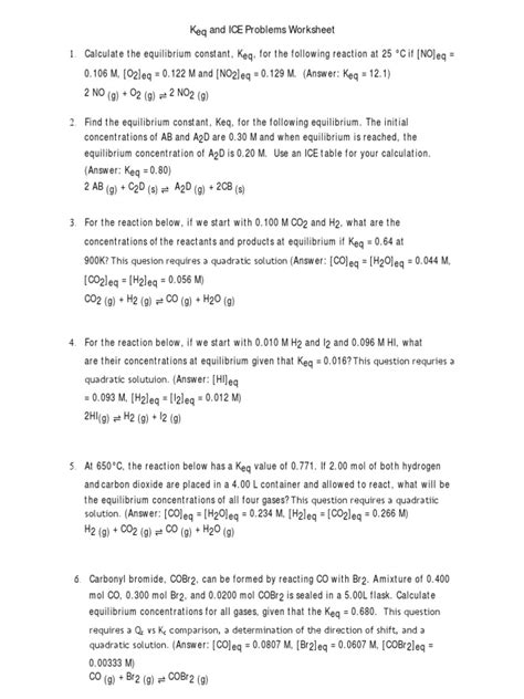Module 2 Equilibrium Worksheet 2 Pdf