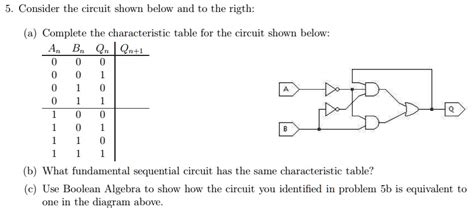 solved consider the circuit shown below and to the rigth complete the