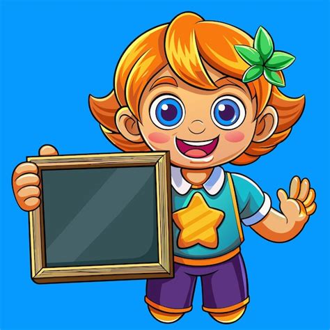 Premium Vector A Cartoon Of A Girl Holding A Sign That Says Quot Star Quot