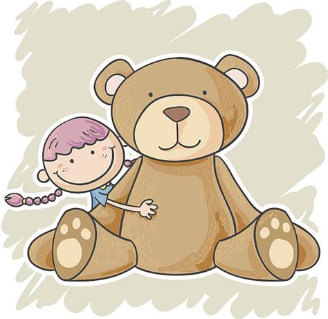 Cartoon Of The Girl Hugging Teddy Bear Illustrations Royalty Free