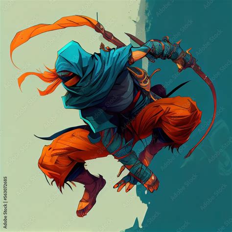 Agile Ninja Fighter Action Pose Made With Generative AI Stock Illustration Adobe Stock