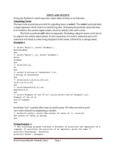 Prolog N4 Hope You Find These Sources Helpful Input And Output Prolog Has Facilities To