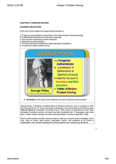 SOLUTION Chapter 3 Problem Solving Overview Of Mathematics Math 15
