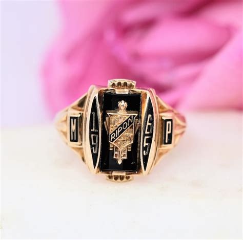 1965 Class Ring 10k Gold Ripon High School M P Init… Gem