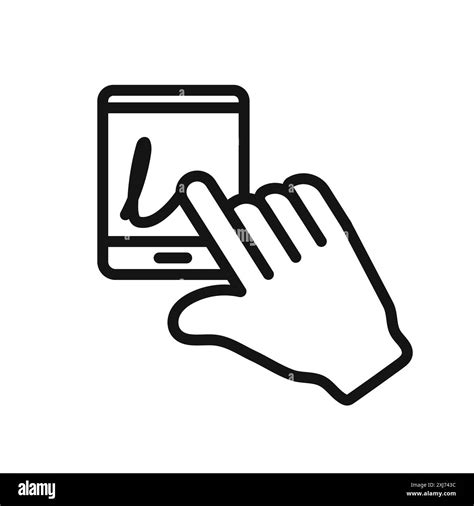 Finger Confirm Signature Icon Vector Line Logo Mark Or Symbol Set Collection Outline Style Stock