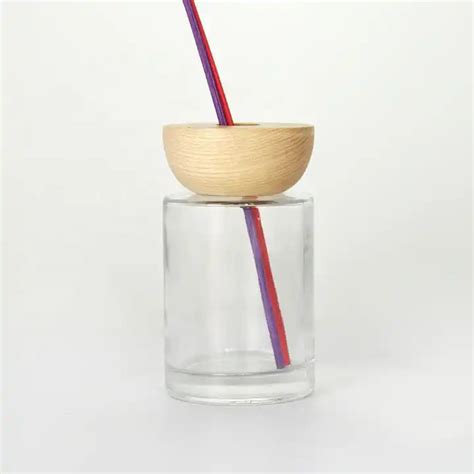 100ml Round Empty Glass Reed Diffuser Bottle With Wooden Screw Cap