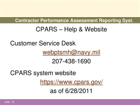 Ppt Contractor Performance Assessment Reporting System Cpars August