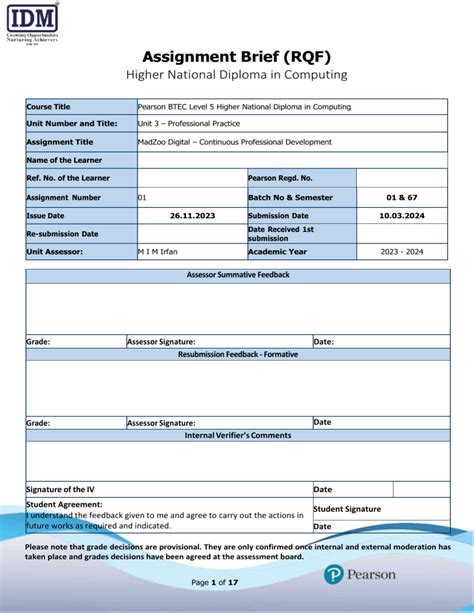 Assignment Brief Professional Practice