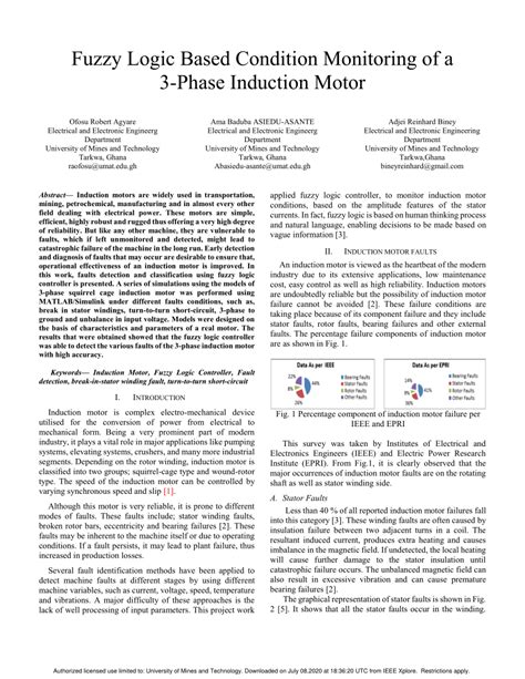 Pdf Fuzzy Logic Based Condition Monitoring Of A 3 Phase Induction Motor