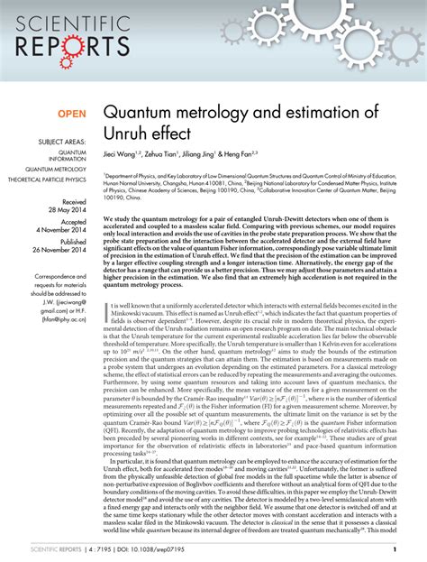 Pdf Quantum Metrology And Estimation Of Unruh Effect