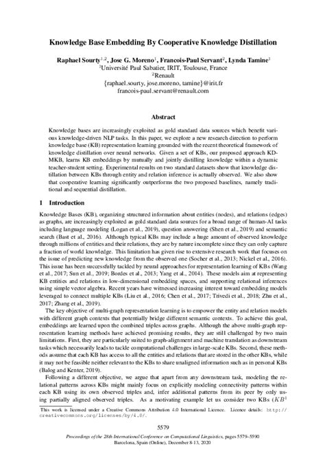 Pdf Knowledge Base Embedding By Cooperative Knowledge Distillation