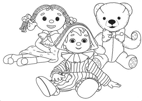 Desenho De Andy Pandy Looby Loo E Teddy Brincando Para Colorir