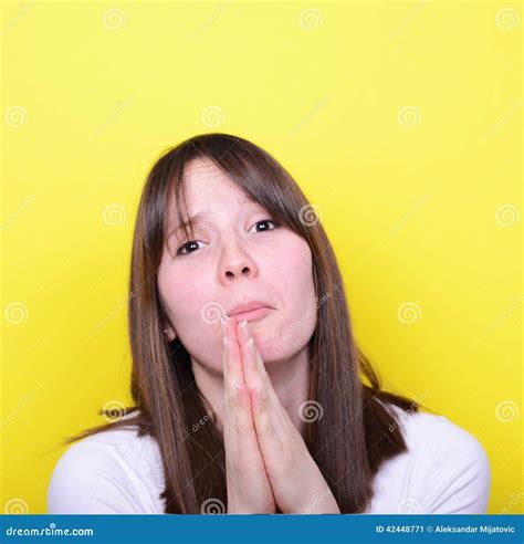 Portrait Of Desperate Girl Begging Stock Image Image Of Bright