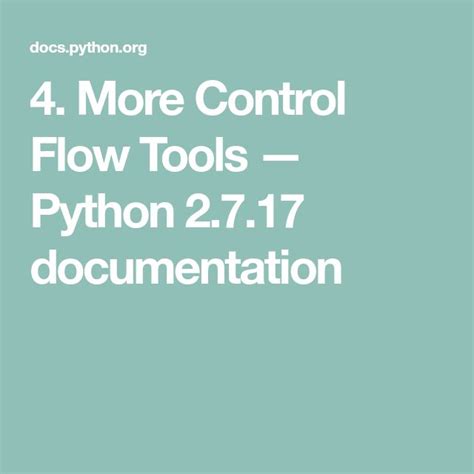 More Control Flow Tools In Python 2717
