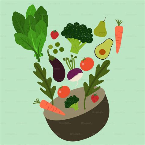 다양한 종류의 야채가 듬뿍 들어간 그릇 벡터 Unsplash의 채식주의 이미지