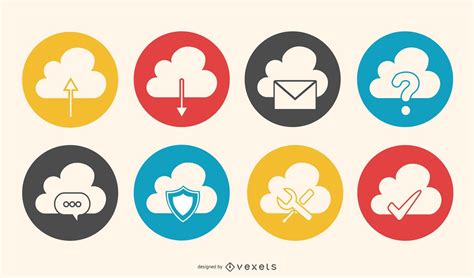 Cloud Computing Retro Icon Set Vector Download