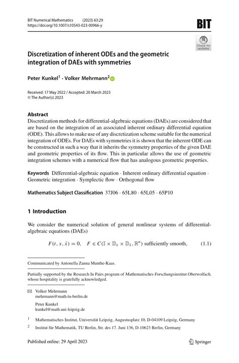 Pdf Discretization Of Inherent Odes And The Geometric Integration Of