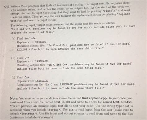 Solved Ql Write A C Program That Finds All Instances Of A