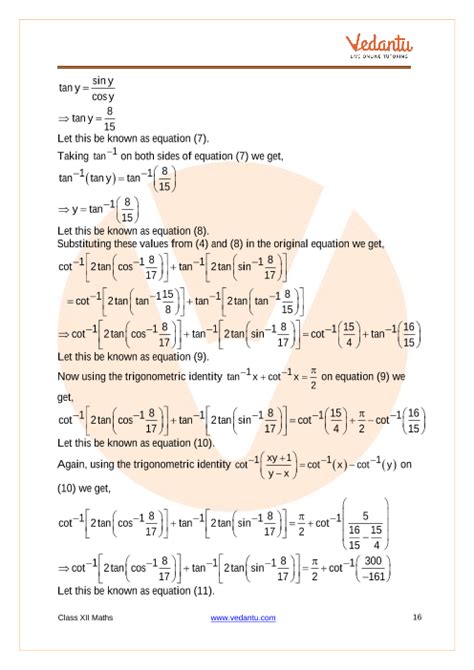 CBSE Class Mathematics Chapter Inverse Trigonometric Functions Important Questions