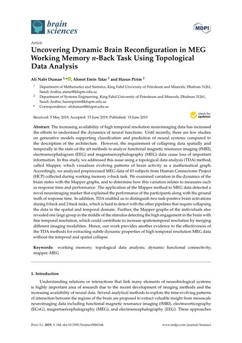 PDF Uncovering Dynamic Brain Reconfiguration In MEG Working Memory N