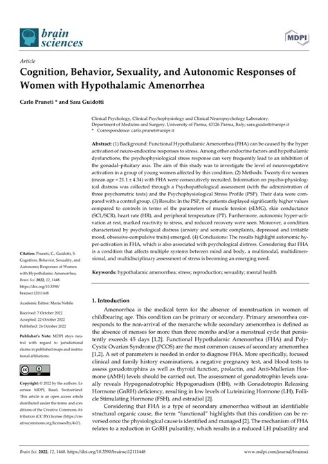 Pdf Cognition Behavior Sexuality And Autonomic Responses Of Women