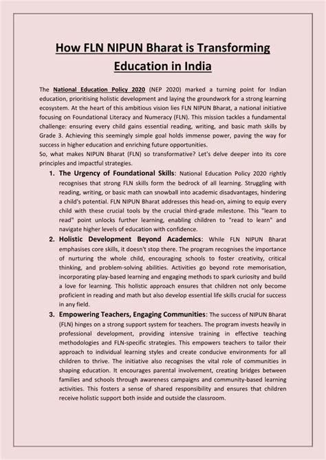 Ppt How Fln Nipun Bharat Is Transforming Education In India Powerpoint Presentation Id 12828161