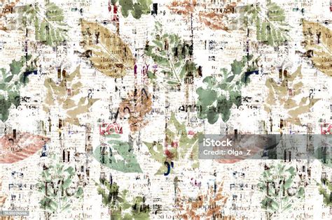 가을 나뭇잎이있는 신문 신문 신문 수채화 흔적 수평 배경 0명에 대한 스톡 벡터 아트 및 기타 이미지 0명 가을 가을 단풍 Istock