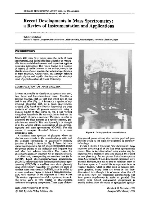 Pdf Recent Developments In Mass Spectrometry A Review Of